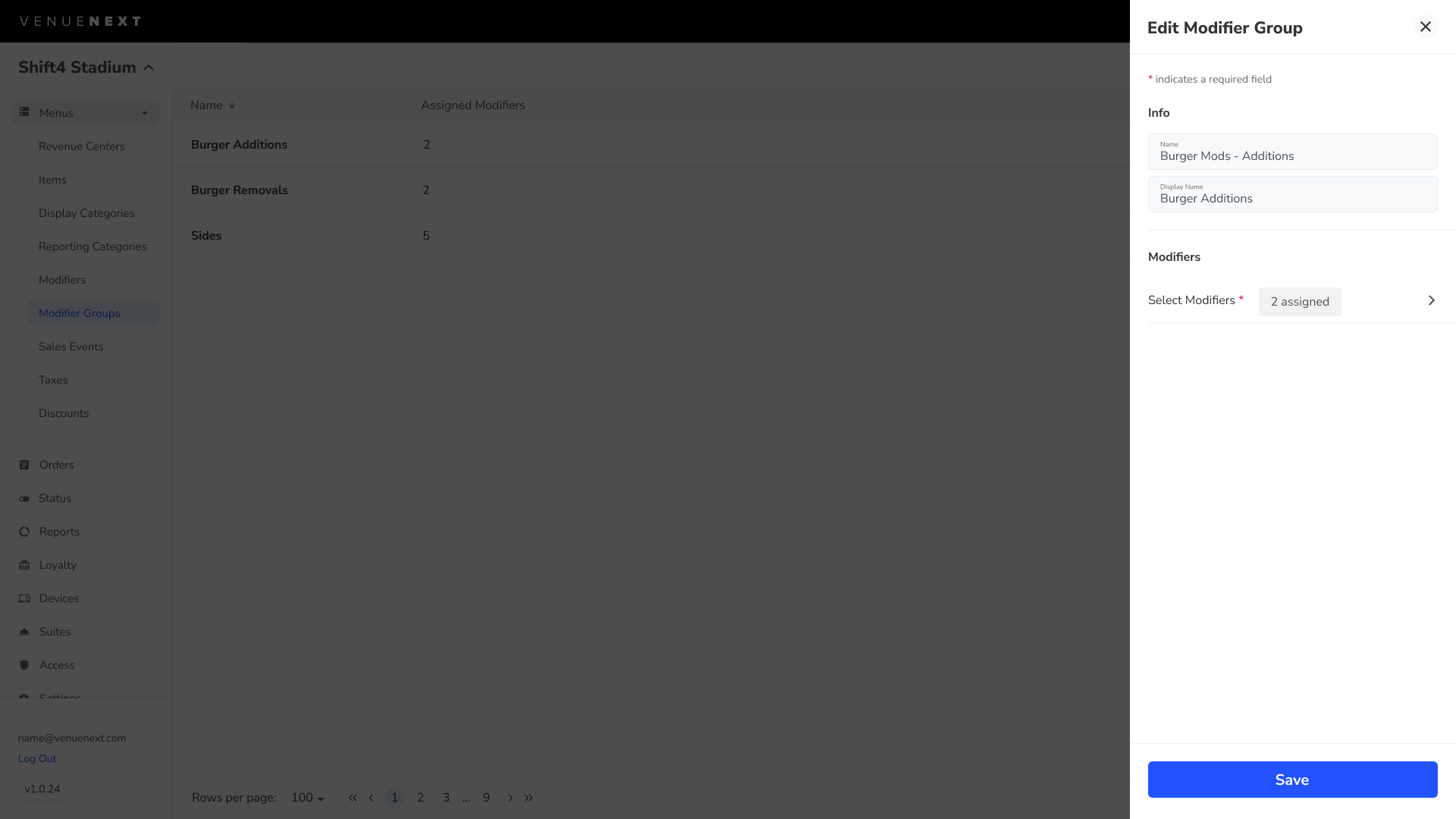 Modifiers and Modifier Groups – VenueNext